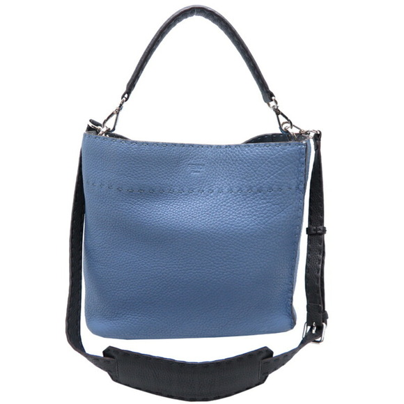 Fendi | Bags | Fendi Blue Leather Shoulder Bag | Poshmark